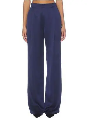 NADINE MERABI Satin Wide Leg Trousers - Navy