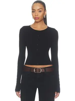 Enza Costa Silk Rib Essential Cardigan - Black