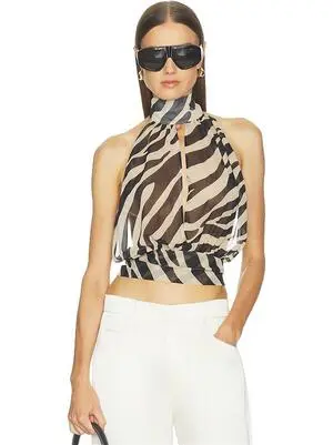 Superdown Skylah Open Back Top In Black & White - Zebra