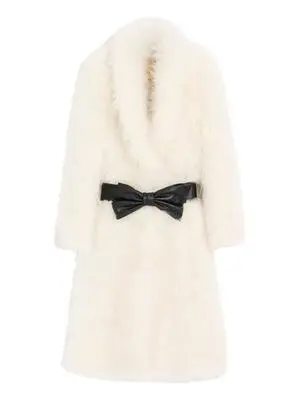 Valentino Garavani Fur Bow-belt Coat - Black