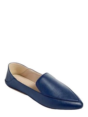 Yosi Samra Vivina Croc Embossed Leather Loafer - Navy