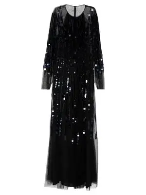 Alberta Ferretti Long-sleeved Dress - Black