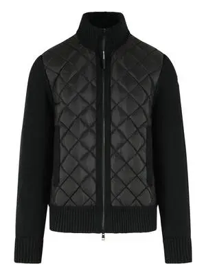 Moncler Logo Patch Zip-up Padded Cardigan - Black