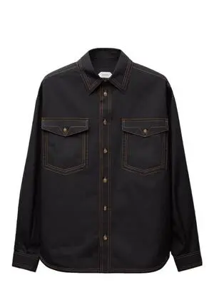 Versace Cotton Poplin Loose Shirt - Black