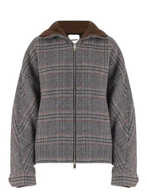 DARKPARK DARKPARK Checked Aviator Bomber Jacket Gray
