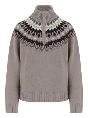 Arch4 Half-zip Knit Top - Light Gray