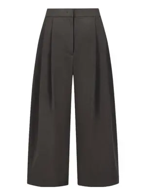 AMOMENTO Double-pleated Wide-leg Trousers - Brown