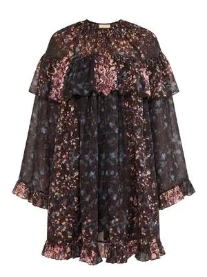 ULLA JOHNSON Elise Floral-jacquard Ruffled Blouse