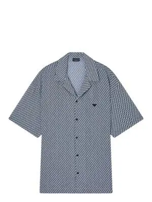 Emporio Armani Buttoned Patterned Beachwear Shirt - Gray