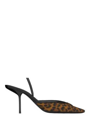 Saint Laurent Folie Slingback Pumps In Grosgrain - Leopard