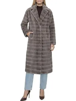 LYLA GRANT Fur-free Mink Horizontal Coat - Gray