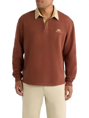 RHYTHM Heritage Bloom Cotton Rugby Polo - Bark