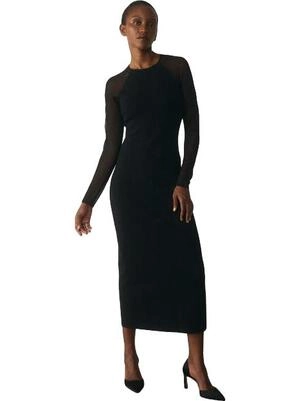 The Fold Sculpted Stretch Knit Midi Dress - Black
