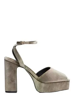 BIBI LOU Velvet Platform Sandals - Grey