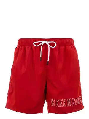 BIKKEMBERGS Logo-patch Drawstring Swim Shorts - Red