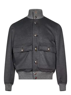 Brunello Cucinelli Button-up Bomber Jacket Grey