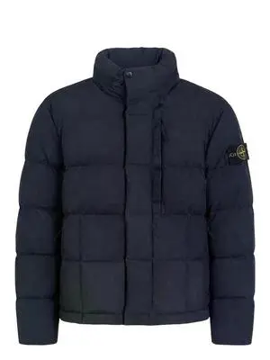 Stone Island Quilted Logo-patch Jacket - Blue