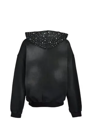 BREATH Rhinestone-embellished Faded Hoodie - Black