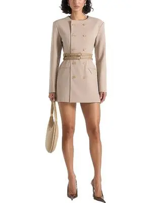 Manière De Voir Sierra Db Belted Blazer Dress - Beige