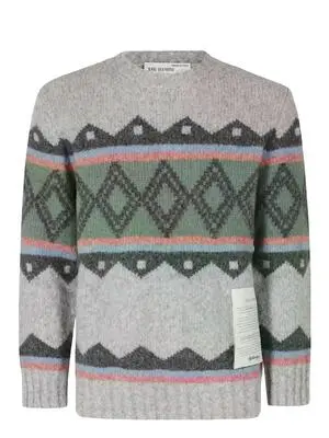 BALLANTYNE Fair Isle Knit Sweater - Grey