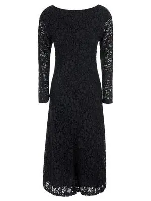 PLAIN Long-sleeve Lace Midi Dress