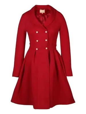 SANTINNI Kennedy 100% Wool Dress Coat In Rosso - Red