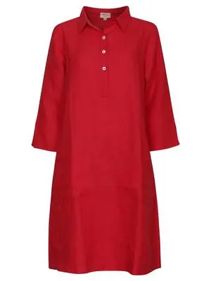NOLOGO-CHIC Up Town Linen Shirt Dress - Red