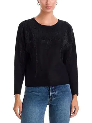 T Tahari Feather Hotfix Dolman Sleeve Sweater - Black