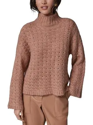 Donna Karan New York Mock Neck Basketweave Sweater - Camel