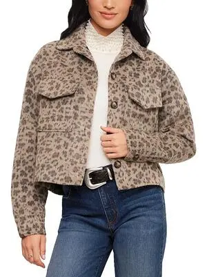 Karen Kane Brushed Faux Fur Shirt Jacket - Leopard