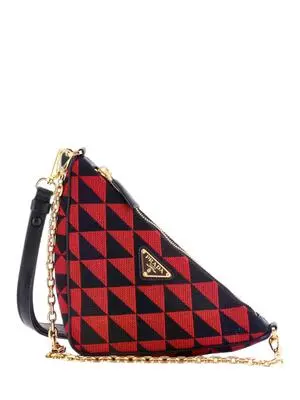 Prada Symbole Triangle Bag Leather And Jacquard Mini Shoulder Bag - Multicolour