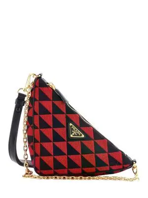 Prada Symbole Triangle Bag Leather And Jacquard Mini Shoulder Bag - Multicolour