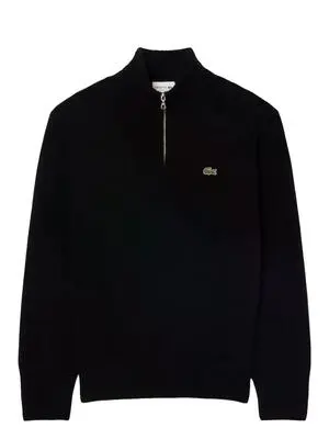 Lacoste Quarter-zip Knitted Sweater - Black