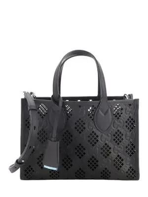 Gucci Convertible Gg Debossed Laser Cut Leather Small Tote Bag - Black