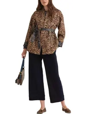 Malìparmi Double Trouble Zebra-print Belted Jacket - Neutrals