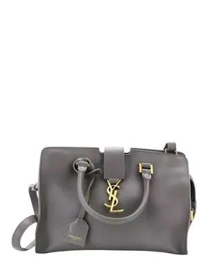 Saint Laurent Monogram Cabas Leather Baby Satchel - Grey