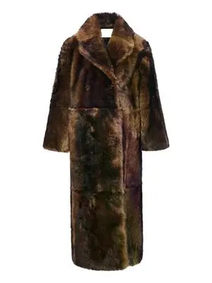 YVES SALOMON Fur-effect Shearling Coat - Brown