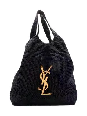 Saint Laurent Icare Shopping Raffia Maxi Tote Bag Black
