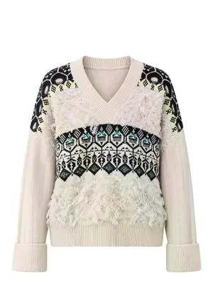Liu Jo Jacquard Sweater With Jewel Embroidery - Neutrals