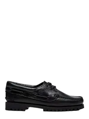 Timberland Authentic Croc-effect Leather Boat Shoes - Black