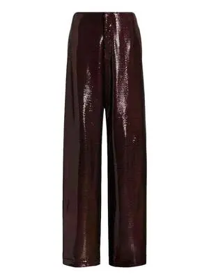 Alberta Ferretti Sparkling Night Sequin-embellished Wide-leg Trousers Red