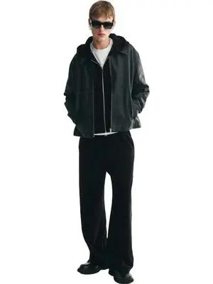 H&M Relaxed-fit Velour Sweatpants - Black