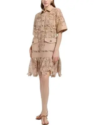 Elie Saab Ruffled Mini Dress - Neutrals