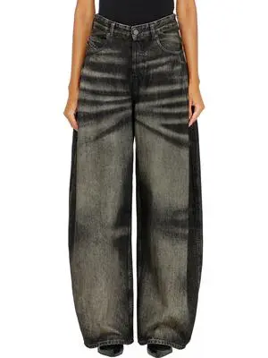 DIESEL® Relaxed Jeans High Waist 1987 D-khelz, /dark Grey, Button Fly - Black