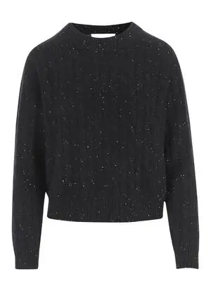 Arch4 Cable Knit Sequin Knitted Sweater - Black