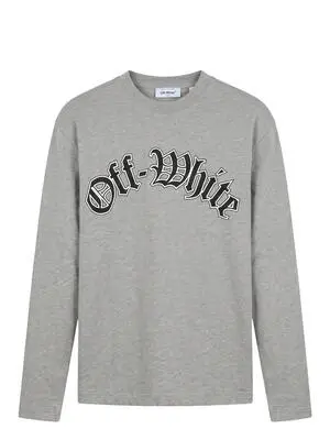 Off-White Off-White Logo Detailed Long Sleeved T-Shirt Gray