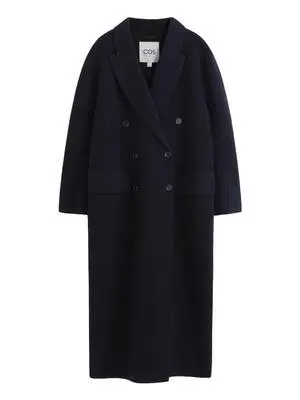 Cos Tailored Double-faced Wool Long Coat - Navy