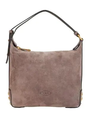 TOD'S Metal Dots Mini Bag In Suede - Grey
