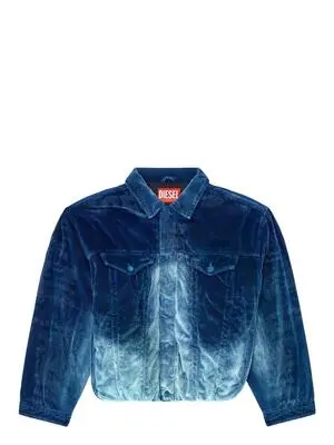 DIESEL® Elasticated Trucker Jacket In Velvet Denim - Blue