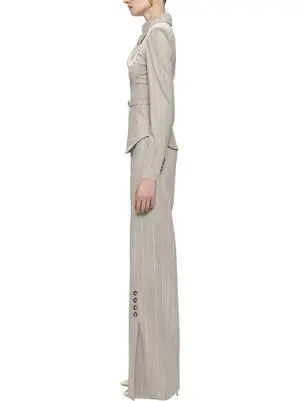 NISSA Pinstripe Wide-leg Trousers - Grey